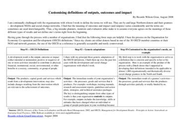 Customising definitions of outputs, outcomes and impact | Outcome Mapping