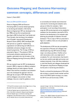 Outcome Mapping and Outcome Harvesting: common concepts, differences ...