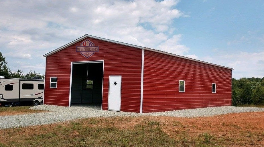 Big Red Custom 30x55 Metal Building | USA Metal Structures
