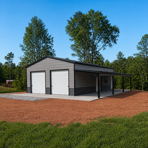 High-Tech 30'x40'x12 Garage + Lean-to | USA Metal Structures