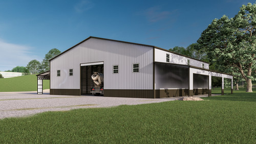 Wide Span 60'x60' Metal Building w/ Lean-Tos | USA Metal Structures