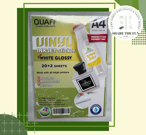 QUAFF A4 Printable Vinyl Inkjet Sticker - White Glossy | Share The Fun ...