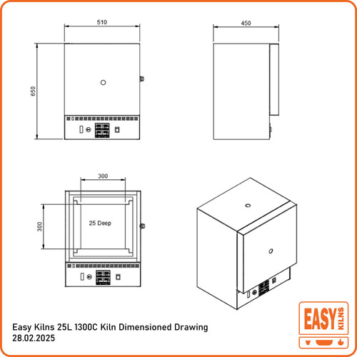 Easy Kilns 25L, 1300c, Ramp Soak, 10A programmable kiln | Easy Kilns Store