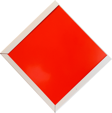 Orange warning diamond with frame | hazchem-2015