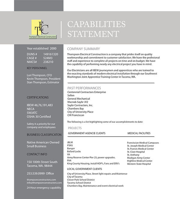 Thompson Electrical Contructors, TEC, Electrical,Capabilities