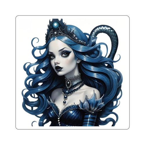Siren Mermaid-Gothic Octo-ish w Single Black Pearl Crown-Die-Cut ...