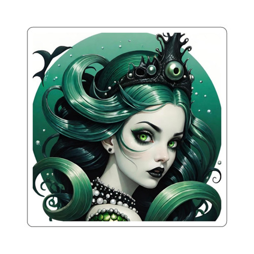 Green Siren Mermaid-Gothic Octo-ish w White n Green Pearl Crown-Die-Cut ...