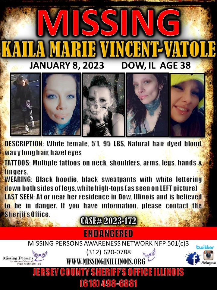 Kaila Marie Vincent-Vatole, 38, January 8, 2023, Dow, Jersey County ...