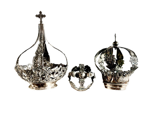 A Fabulous Collection Of Three Spanish Santo's Crowns, Silver, 1700's ...