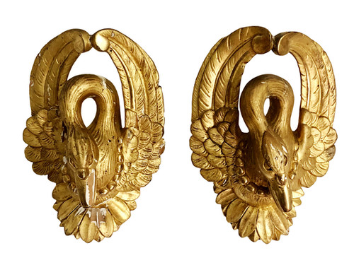 A Marvelous Pair Of Gilded Antique French Swans With Timeworn Patina ...
