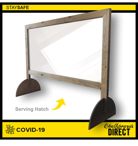 A1 - Wooden Safety Screen (With Serving Hatch) | Chalkboards Direct