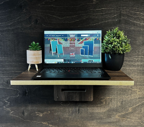 Wall Mounted Zen Desk (V1) - Dark Oak Veneer | Chalkboards Direct