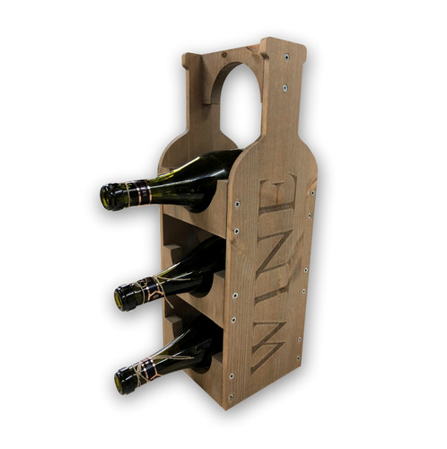 Shaped 3 Bottle Wine Stacker (Vcut 'WINE' text). | Chalkboards Direct
