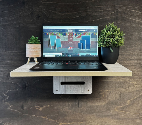 Wall Mounted Zen Desk (V1) - Caledonian Oak Veneer | Chalkboards Direct