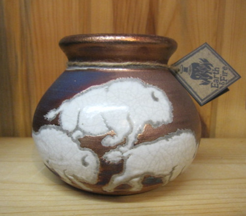 Raku Silhouette Pottery - Running Bison | wildhorses