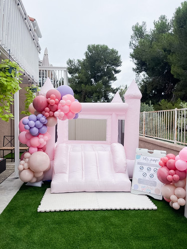 Pastel Pink Toddler Bounce House with Mini Slide | San Diego Soft Play