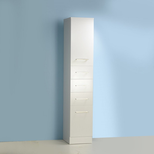 76" White MDF Fully-Enclosed Linen Tower | Vinpow Bath Centre