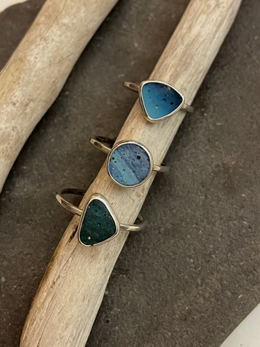 Leland Blue Stone Hammered Rings | CHRISTINE LEADER