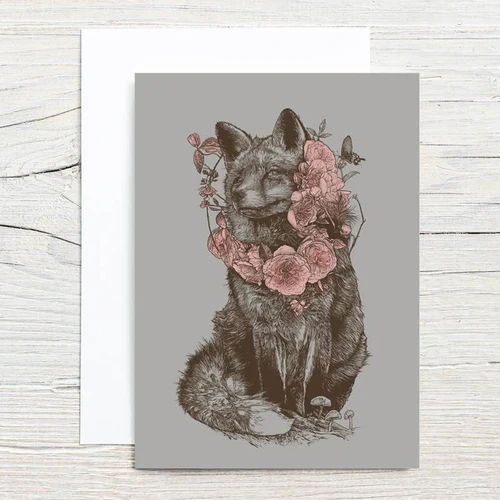 Fox and Roses card | VIX Emporium