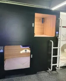 Wooden Series - Horizontal Capsule Double Bed | Off-Grid Geodomes