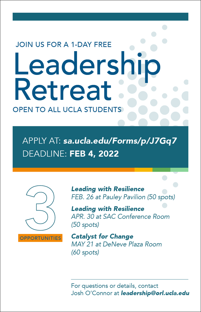 3 Leadership retreats via Student Affairs