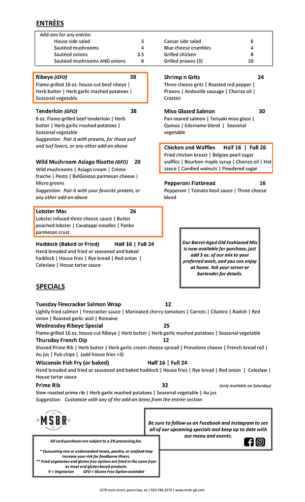 Food Menu | MSBR