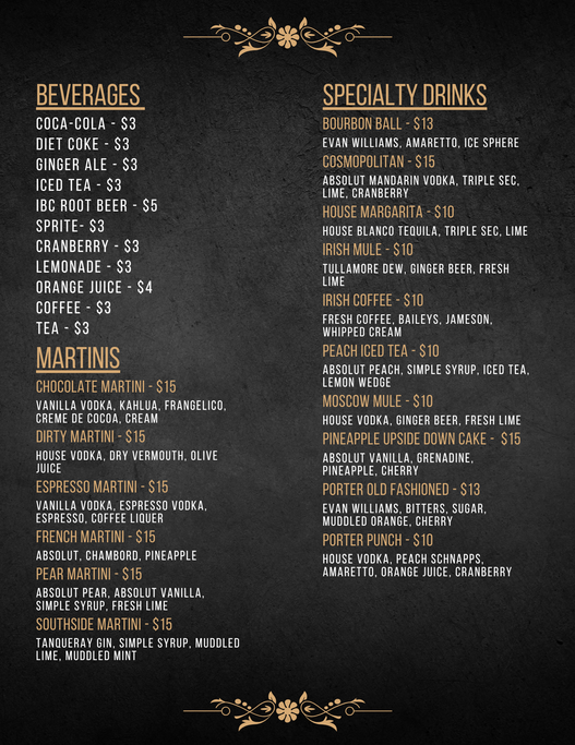 Drinks | Porter Cullens