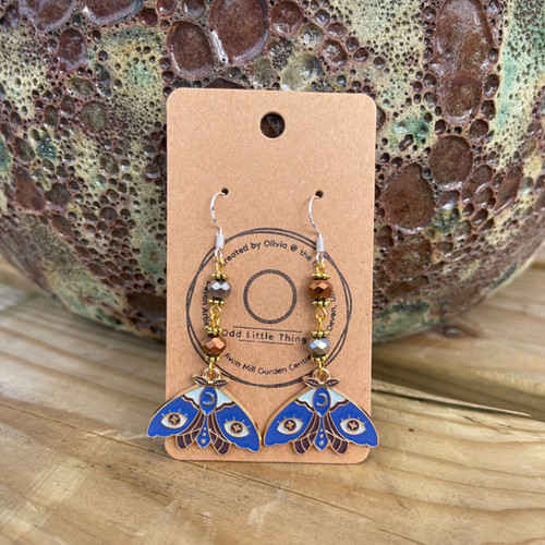 Blue Moth Earrings | Devon Artisan Hub