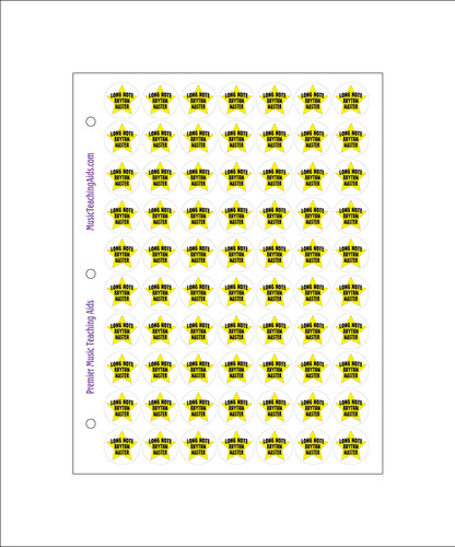 Long Note Rhythm Master Sticker Sheet | Music Teaching Aids