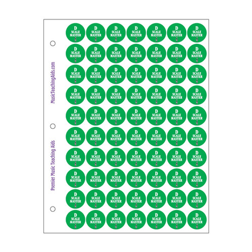 D Scale Master Sticker Sheet | Premier Music Teaching Aids LLC