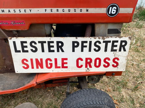 Lester Pfister Single Cross Seed Sign | Territorial Trading