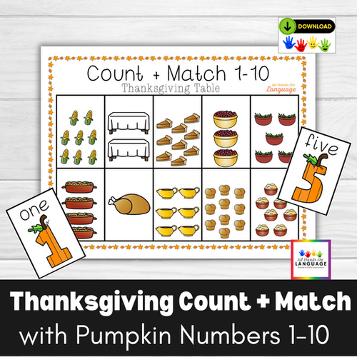 Thanksgiving Count and Match Interactive Activity with Pumpkin Numbers ...
