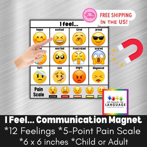 I Feel Magnet Communication Board, 6 x 6 inches, 12 Feelings Plus Pain ...