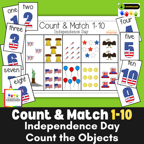 Independence Day Numbers 1-10 Count and Match Interactive Activity, 4th ...