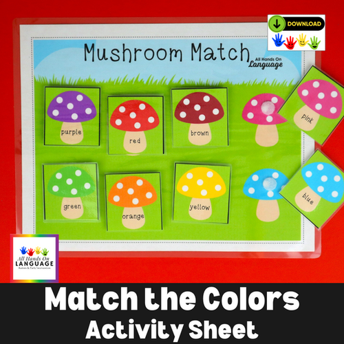 Mushroom Color Matching Activity, Match 8 Colors of Cute Labeled ...