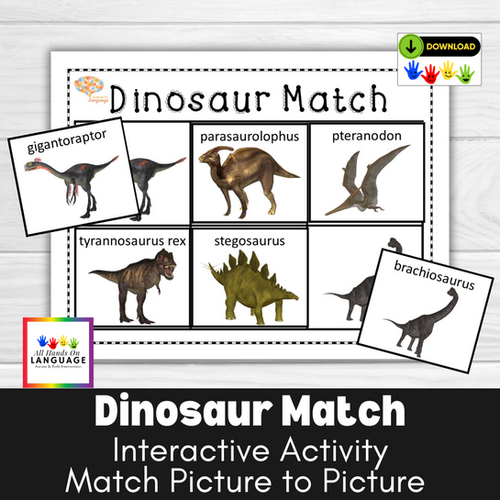 Dinosaur Matching Interactive Activity, Realistic Graphics of Dinosaurs ...