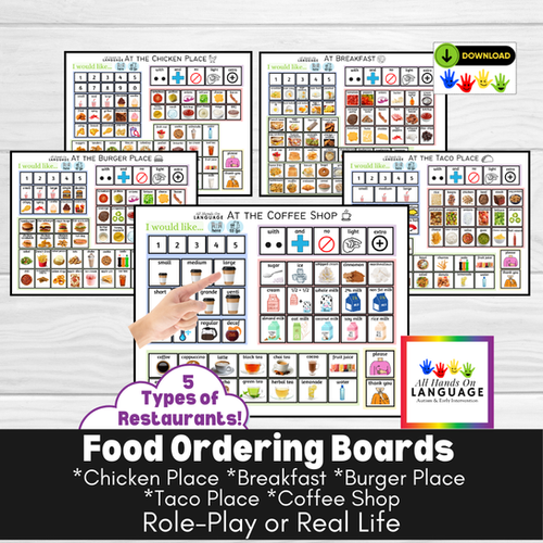 Food Ordering Communication Boards for Role-Play or Real Life, Autism ...