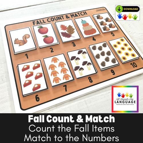 Fall-Themed Count and Match Activity, Numbers One to Ten, Autism, Spee ...