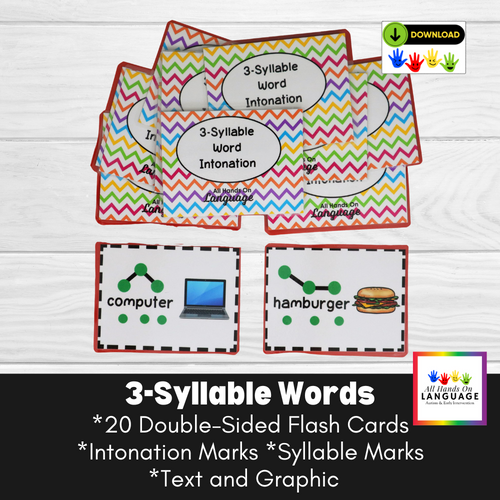 3 Syllable Word Flashcards + Intonation Marks, Pictures and Text ...