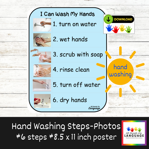 Handwashing Sequence Chart with Photos and 6 Numbered Steps ...
