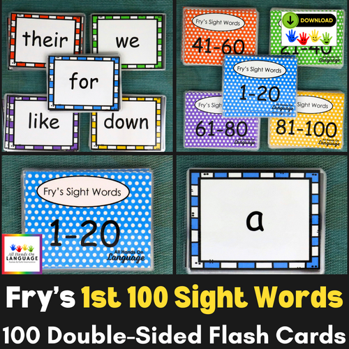 Fry's First 100 Sight Words, 100 Double-Sided Flash Cards, 4 by 5 in ...