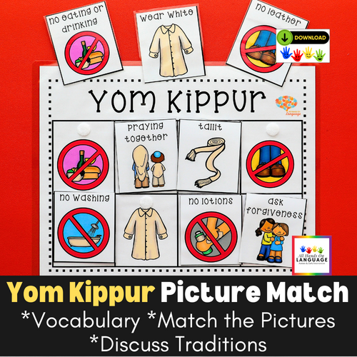 Yom Kippur Matching Activity, Match 8 Labeled Pictures, Discuss Jewish ...