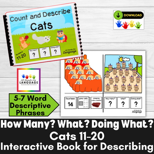 How Many, What, Doing What? Cats Interactive Book for Describing, #'s ...