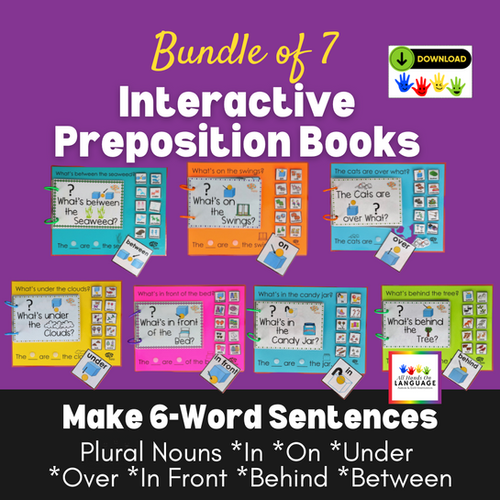 BUNDLE of 7 Preposition Interactive Books, with Sentence Formulation ...
