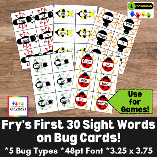 Bug Words! Fry's First 30 Sight Words on Bug Cards, Great for Games ...