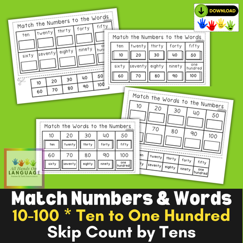 Numbers 10-100 Match Numbers and Words Activities, Skip Count by Tens ...