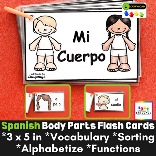 Spanish My Body, Mi Cuerpo Flash Card Set | 26 Body Parts | Activity ...