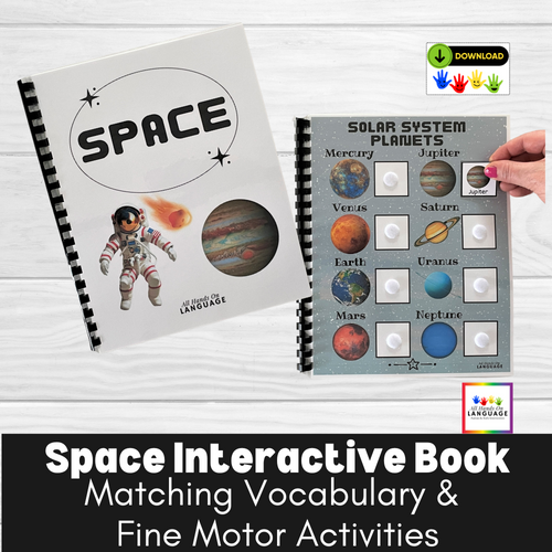 Space Interactive Book, 32 Movable Labeled Cards for Matching plus Fine ...
