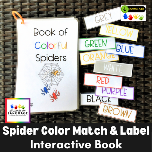 Book of Colorful Spiders Interactive Book, Match 10 Color Labels to the ...