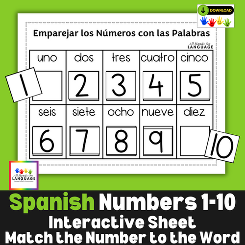 Spanish Numbers 1-10 Interactive Activity, Match the Number to the Word ...
